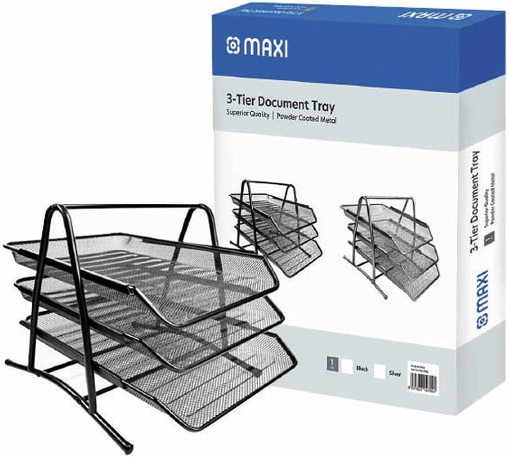 Tray - 3 Tier - Metal - Mesh - Maxi - MX-3TRBL – Masuminprintways Store
